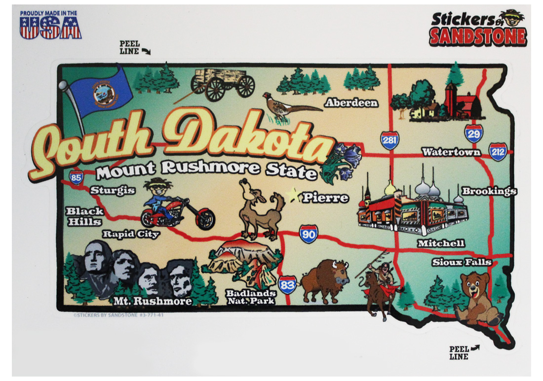 Buy South Dakota State Map Die Cut Sticker | Flagline